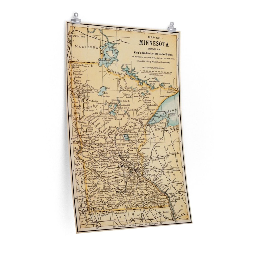 Map of 1891 Minnesota / New Poster Print Wall Art 12x18 20x30 24x36 ...