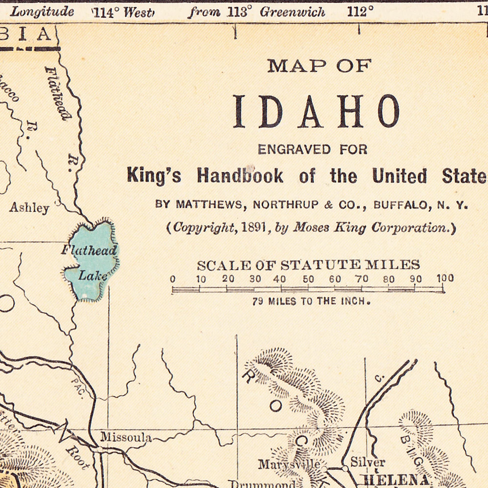 Map of 1891 Idaho / New Poster Print Wall Art 12x18 20x30 24x36 ...