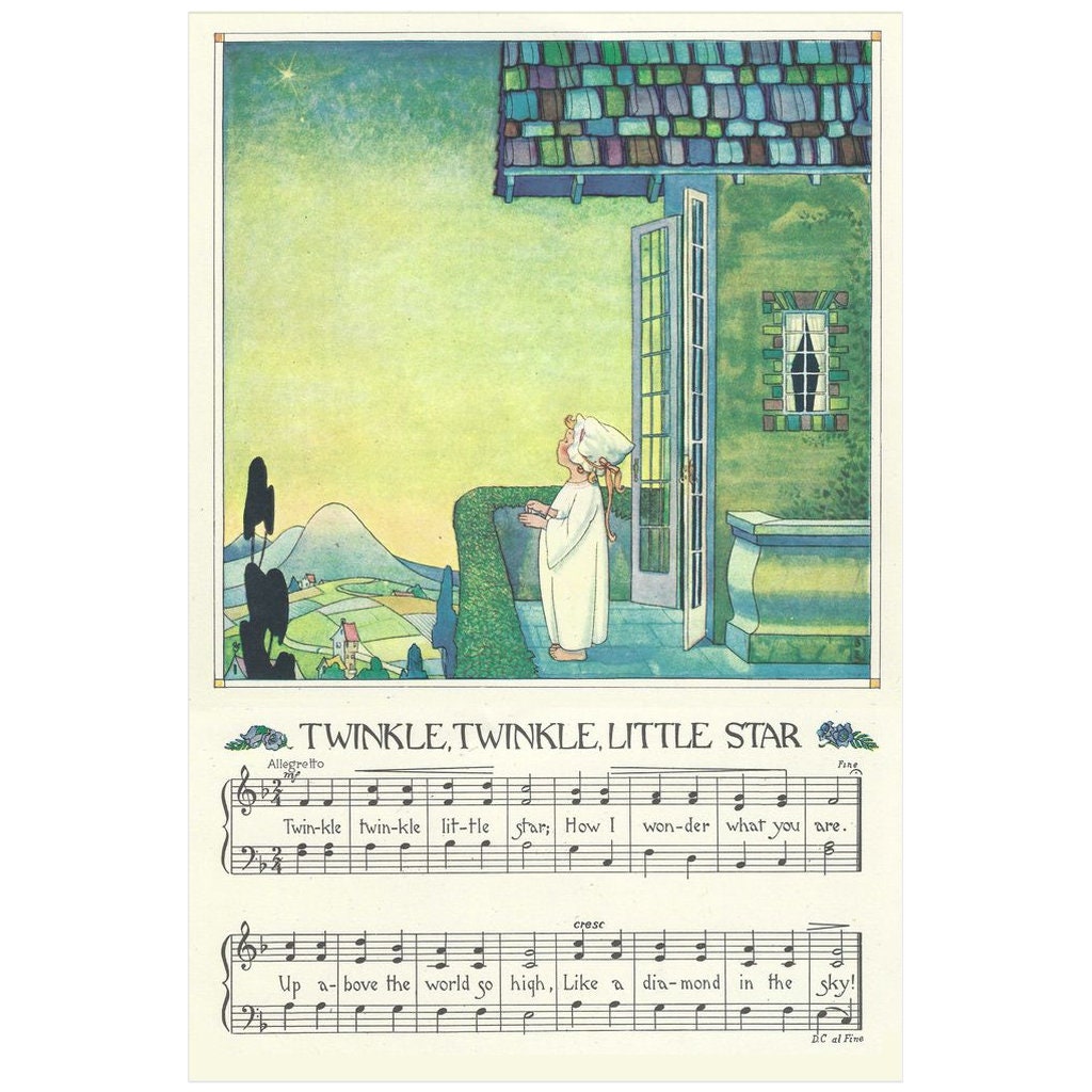 Twinkle Little Star Poster Print / Children's Nursery Rhyme Wall Art ...