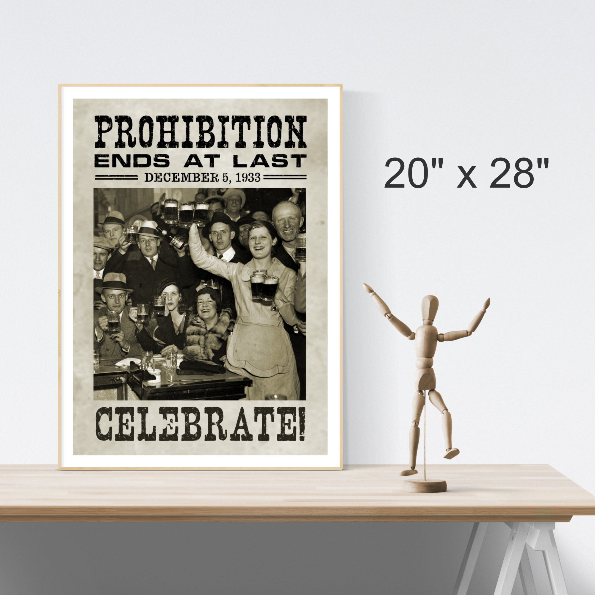 Prohibition Ends Poster / History Wall Art Print Man Cave Game Room ...