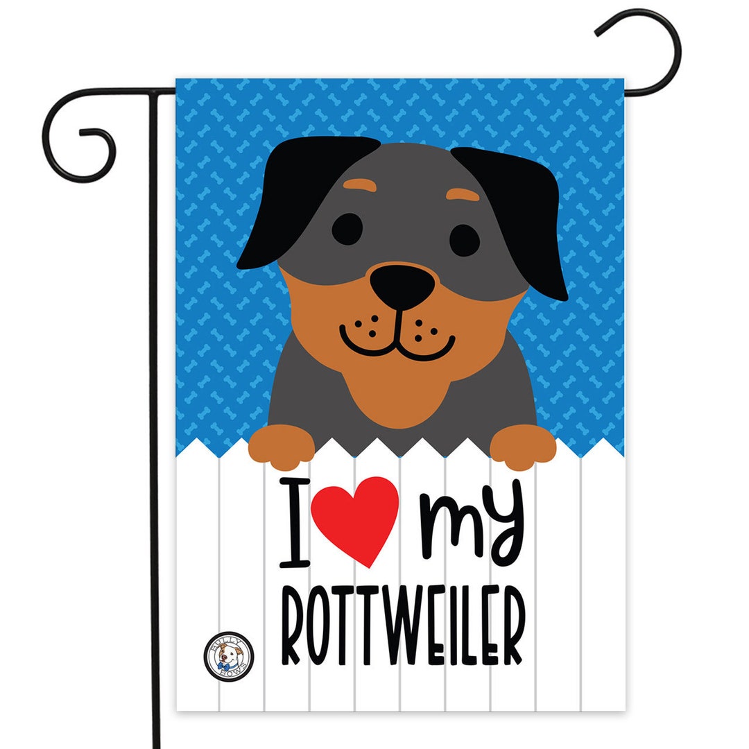 Garden Flag - I Love My Rottweiler Garden Flag - Rottweiler - Dog ...