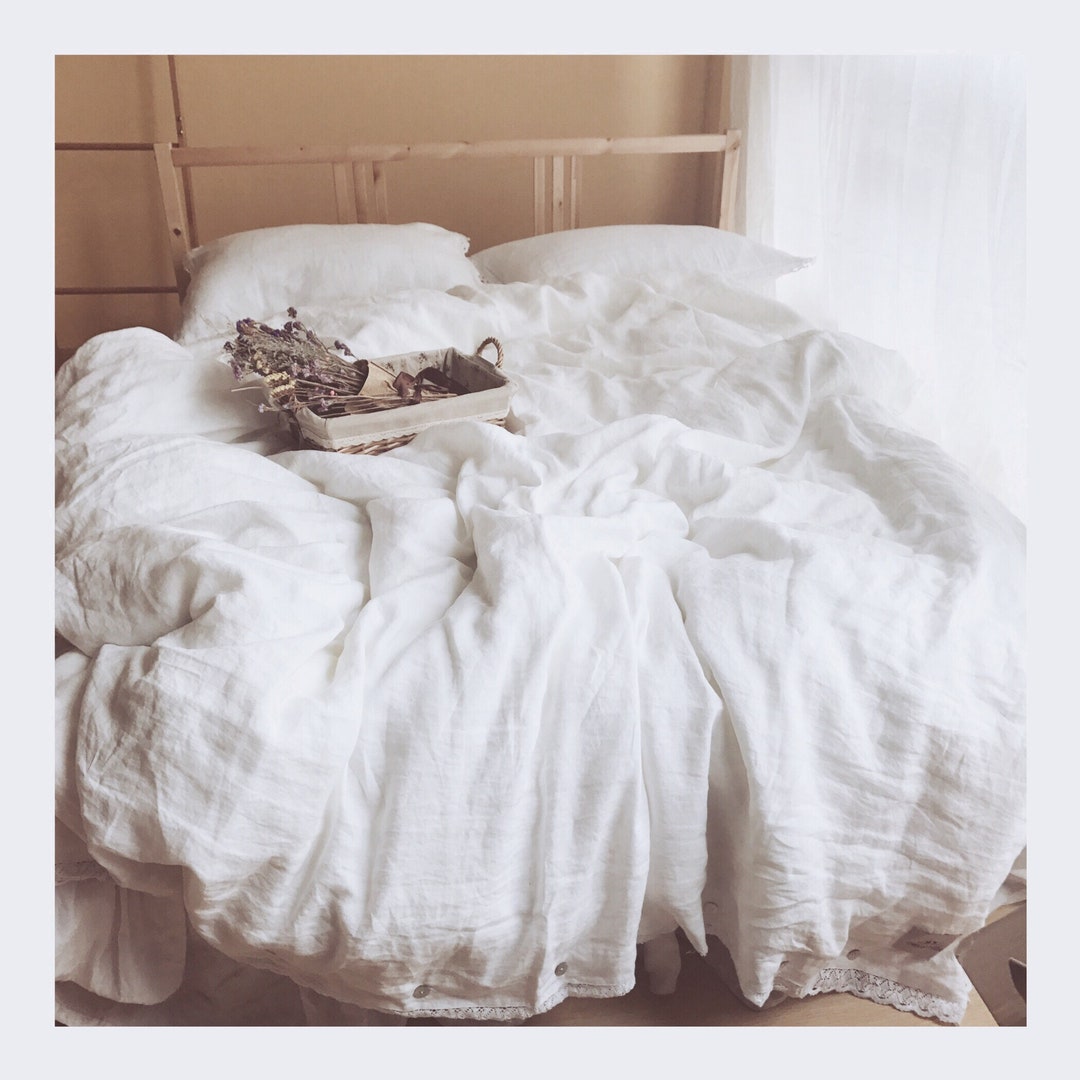 Linen Duvet Cover With Lace Custom Made Bedding. - Etsy