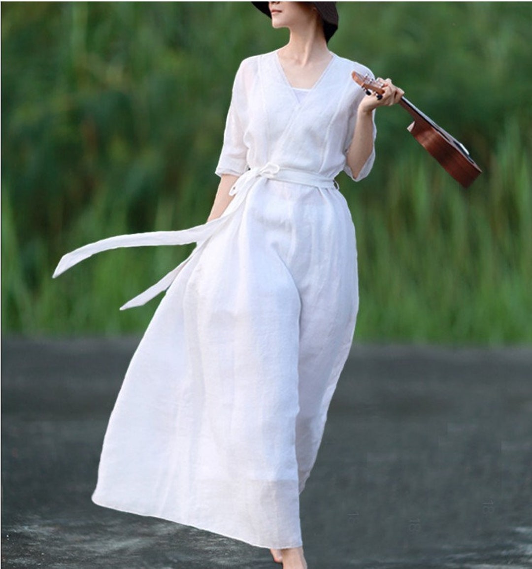 White Women Dresses Ramie Dress Summer Dress - Etsy