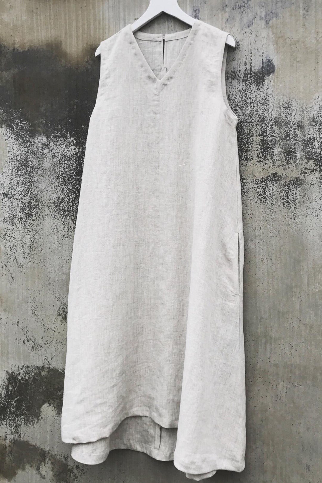 100% Pure Linen Women Dress Sleeveless in Natural - Etsy