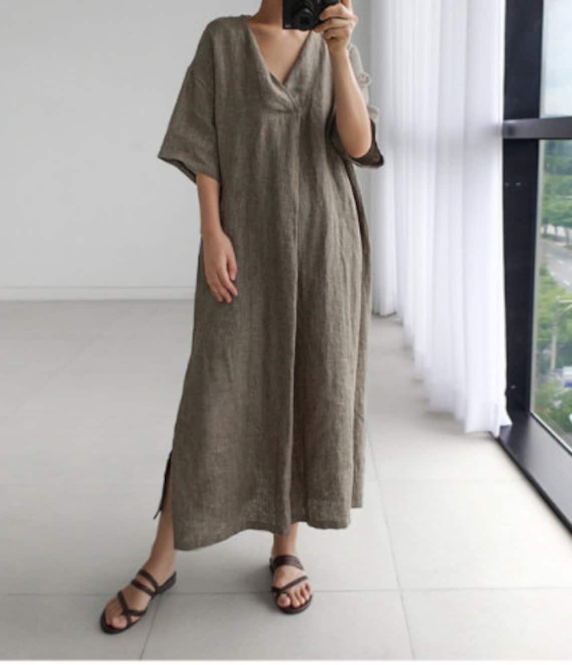 Women Dress Long Sleeve Dresses Loose Fitting Dresses Cotton - Etsy