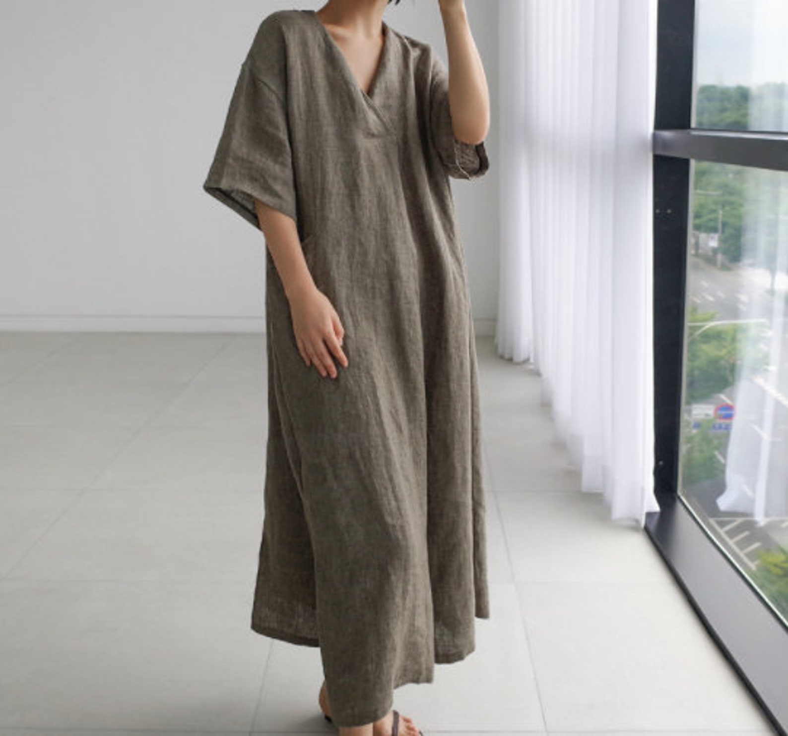 Women Dress Long Sleeve Dresses Loose Fitting Dresses Cotton - Etsy