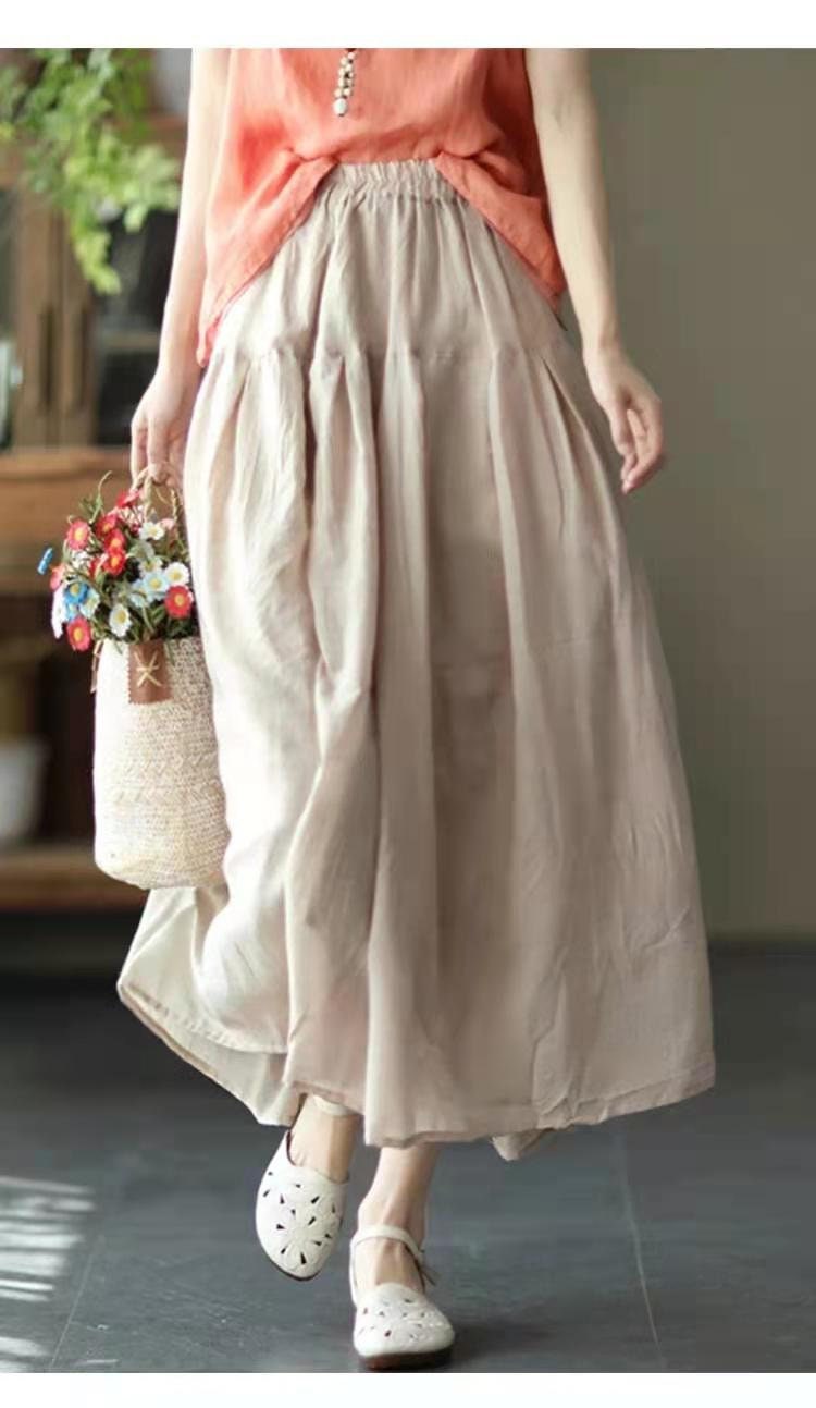 Women Linen Cotton Skirts in 4 Colors - Etsy