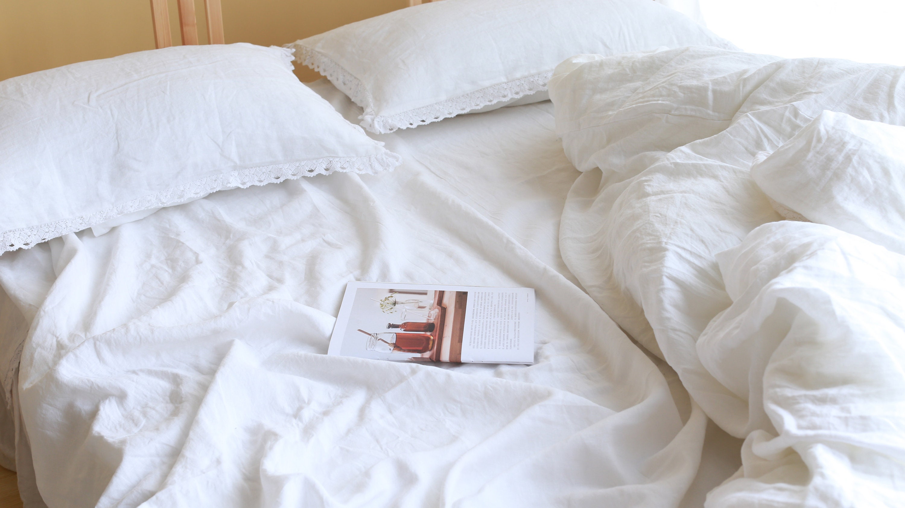 Linen Duvet Cover With Lace Custom Made Bedding. - Etsy