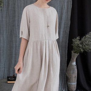 Linen Dress Women Dress Long Sleeve Loose Fitting Dresses - Etsy