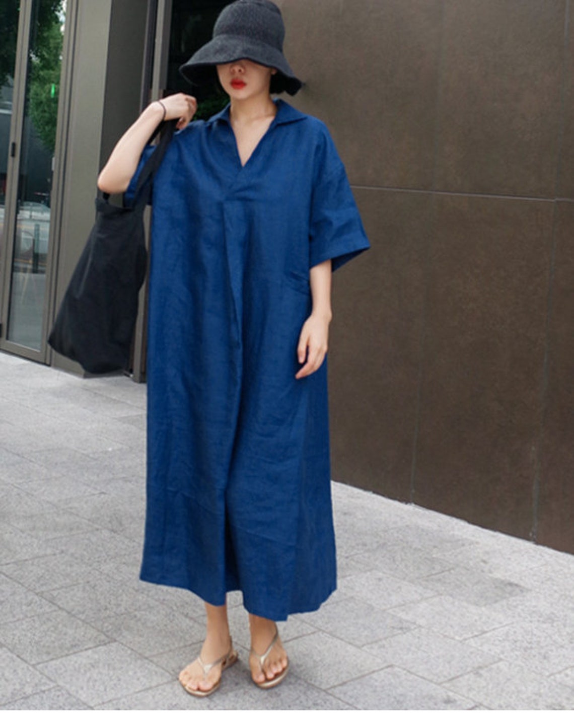 Women Dress Long Sleeve Dresses Loose Fitting Dresses Cotton - Etsy