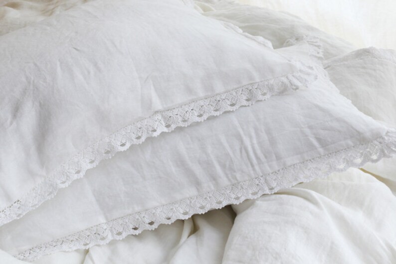 Linen Duvet Cover With Lace Custom Made Bedding. | Etsy