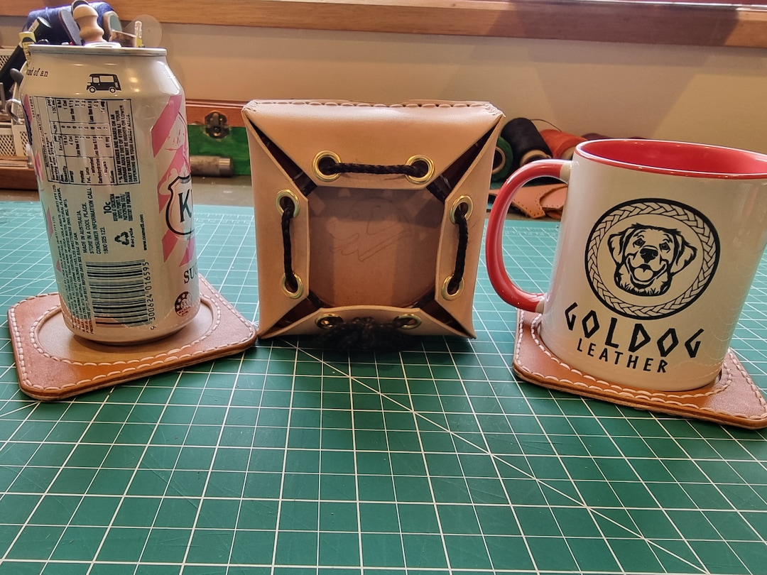 Leather Coaster Set With Storage * Pattern Only * - DIY Leather ...