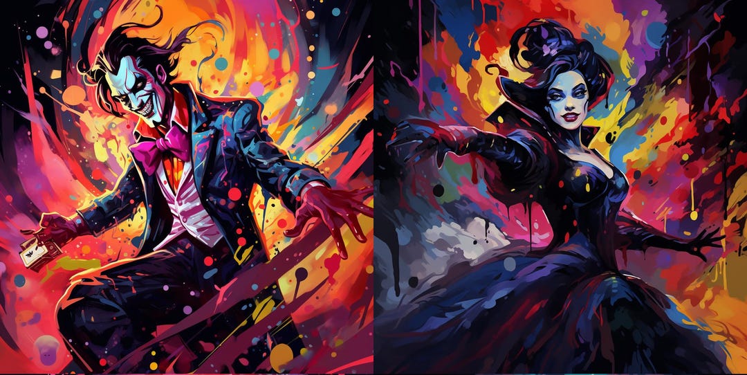 Splash Art Bundle, Dark Art, Villains With Full Use Digital Print. - Etsy
