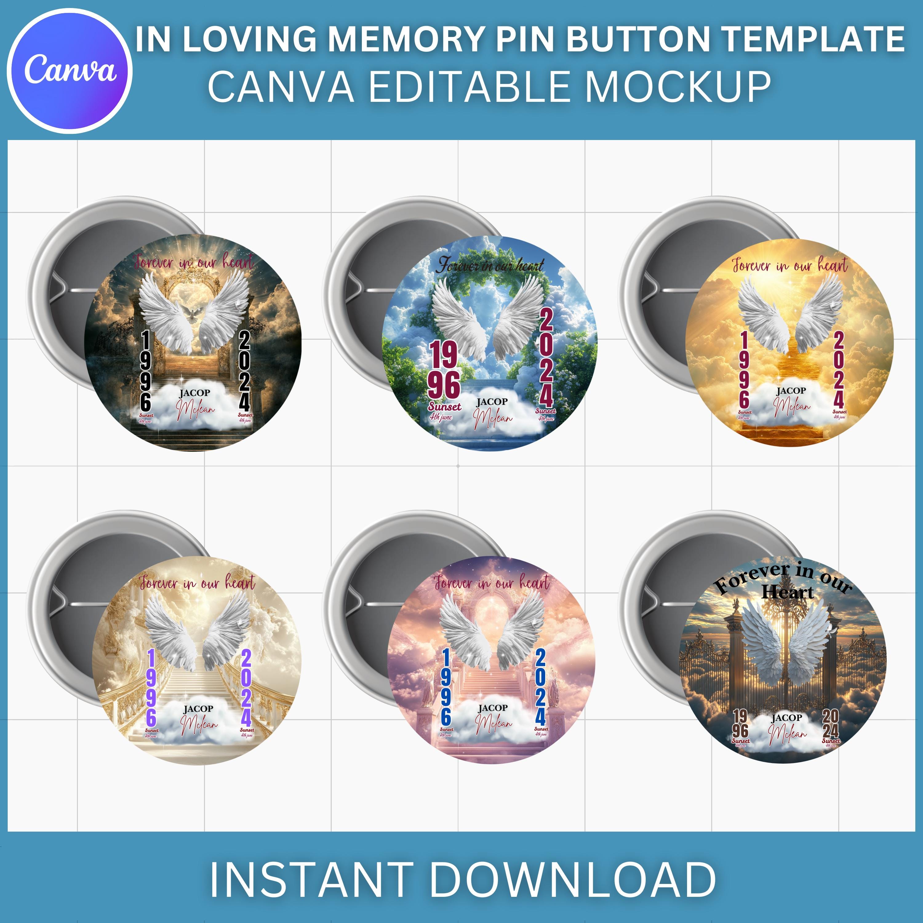 490x in Loving Memory Pin Button Templates | Canva Editable Bundle - Etsy