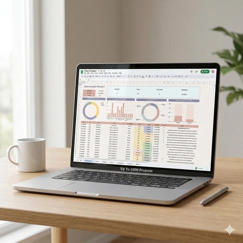 Project Management Tracker Google Sheet | Team Task Planner | Gantt ...