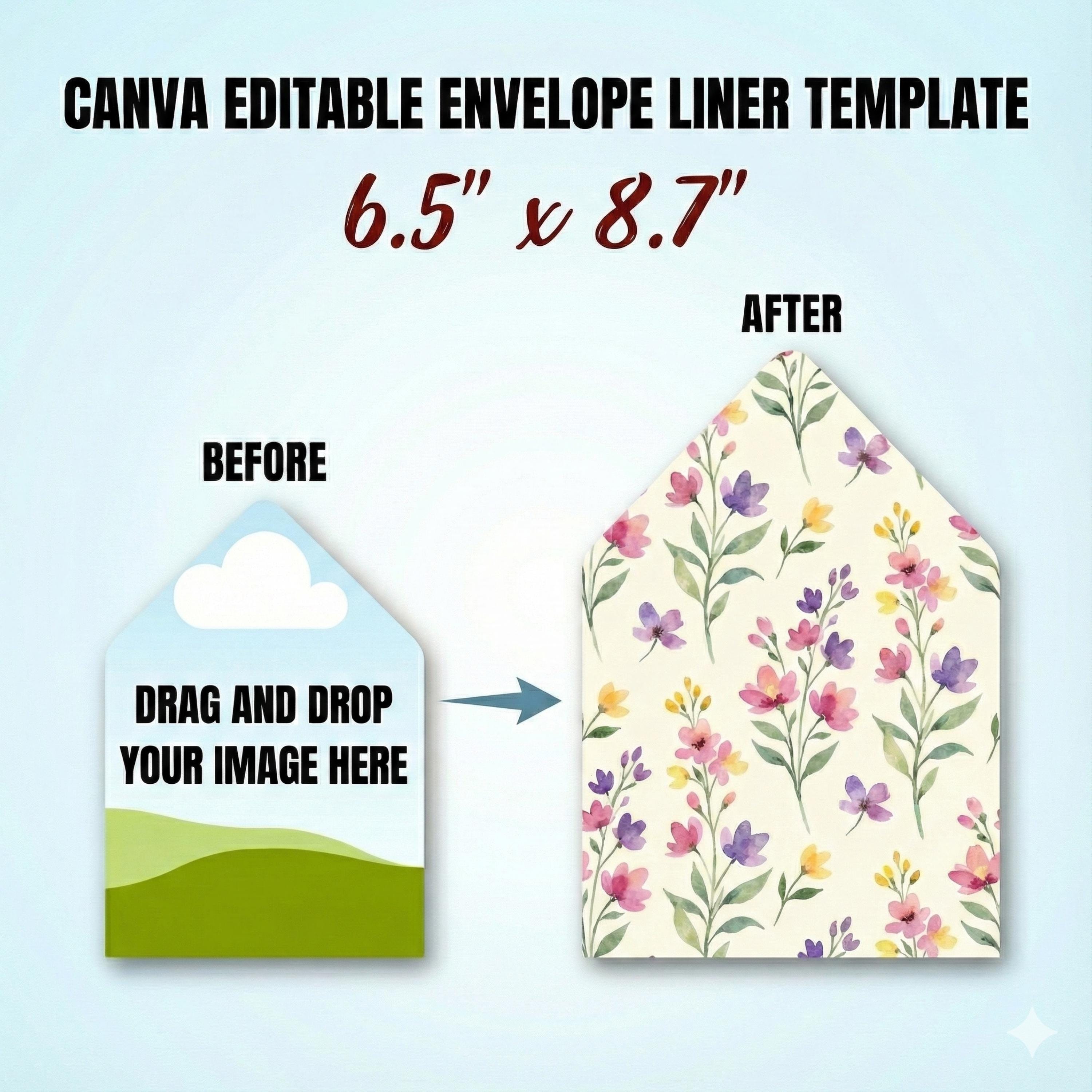 Canva Editable Envelope Liner Template | Drag & Drop A7 Wedding DIY ...