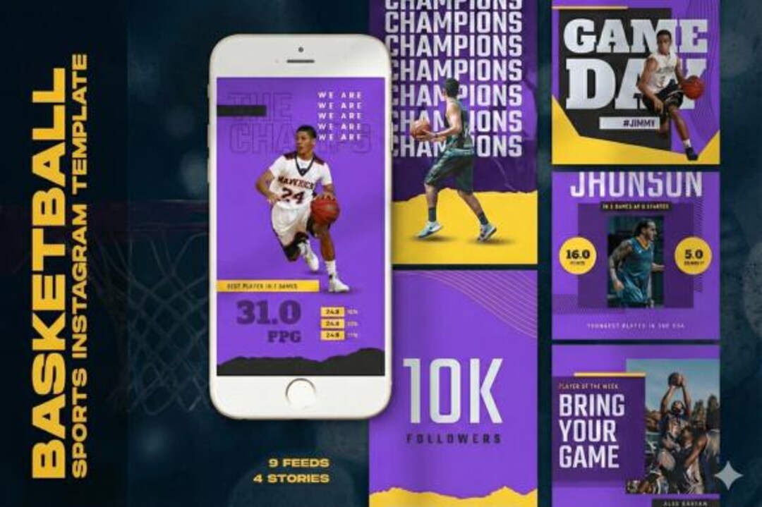 Basketball Instagram Templates: Canva Game Day Posts, Stories, and ...