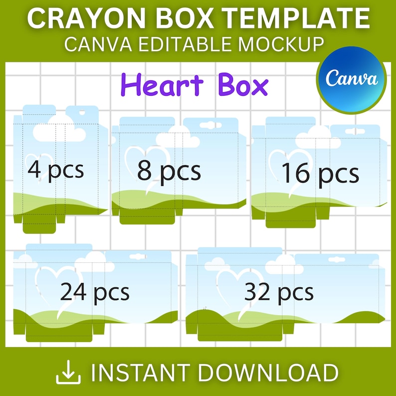 Crayon Box Template Bundle | Canva Editable Gift Box Mockup - Etsy