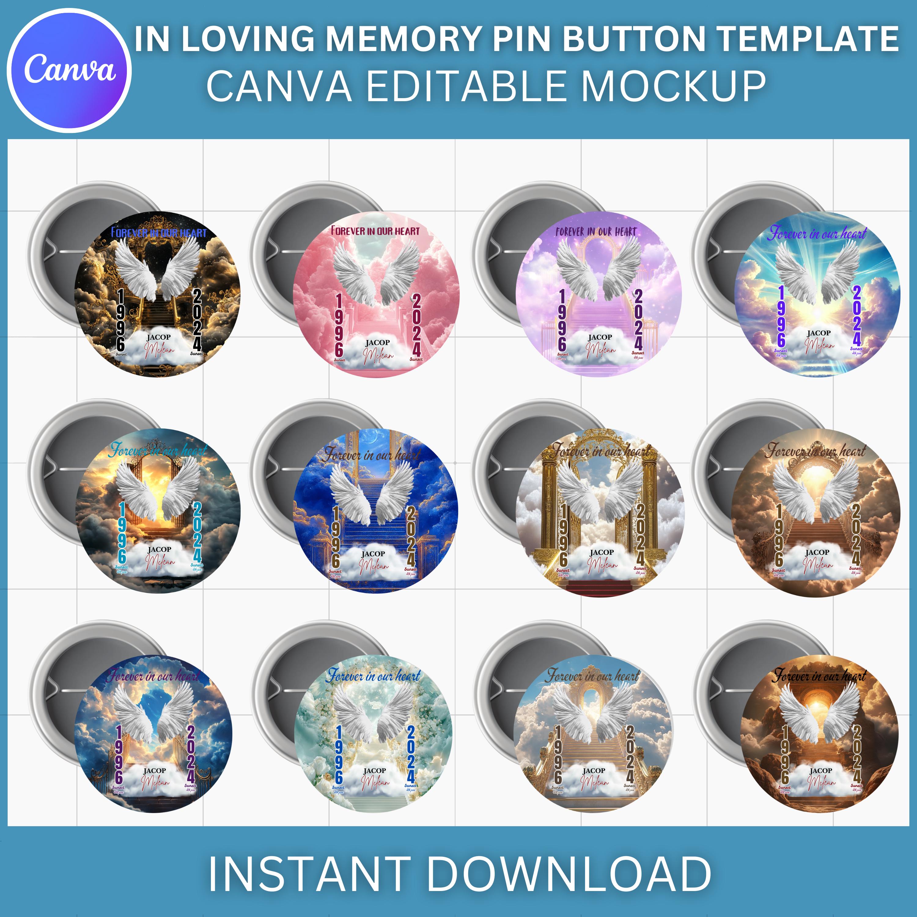 490x in Loving Memory Pin Button Templates | Canva Editable Bundle - Etsy