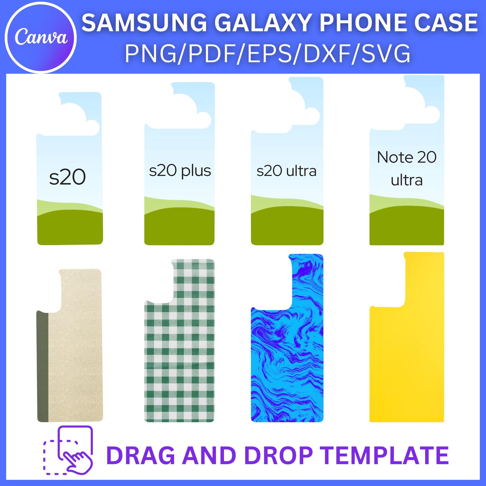 Paquete de plantillas de fundas para Samsung Galaxy S20 a S25 Canva ...