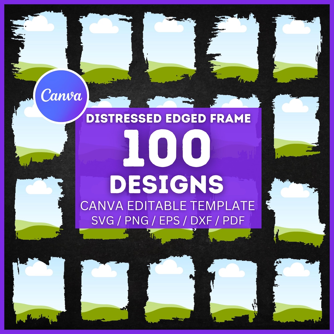 Distressed Edge Frame Canva Template | Torn Bleach Photo Bundle - Etsy