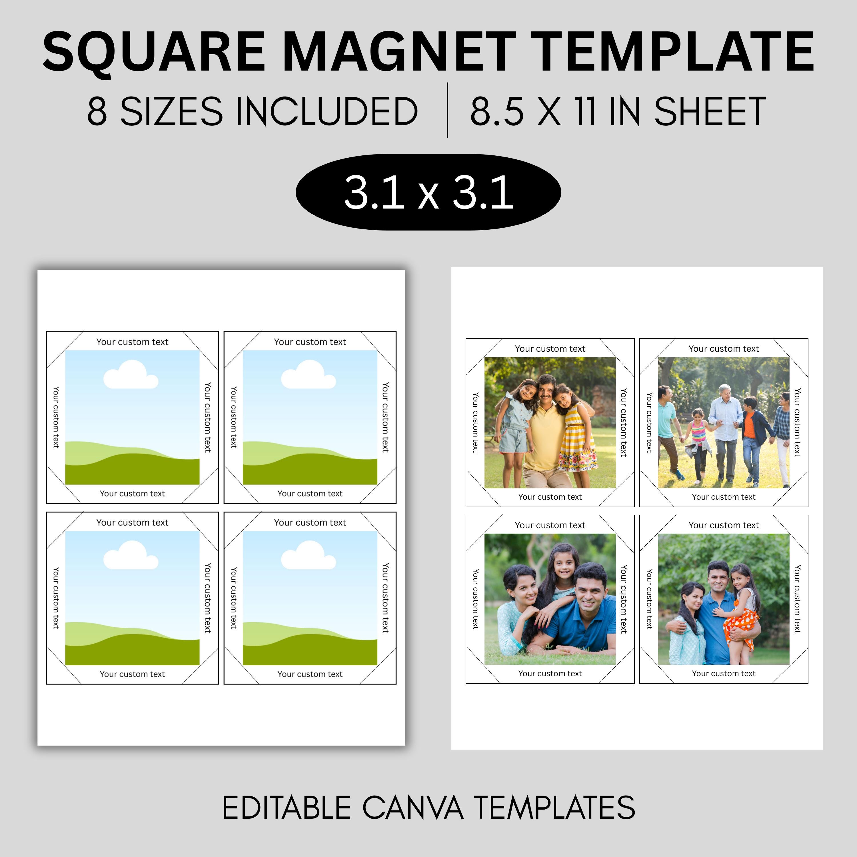 Square Magnet Template Bundle 8 Sizes Photo Collage Fridge DIY Editable ...