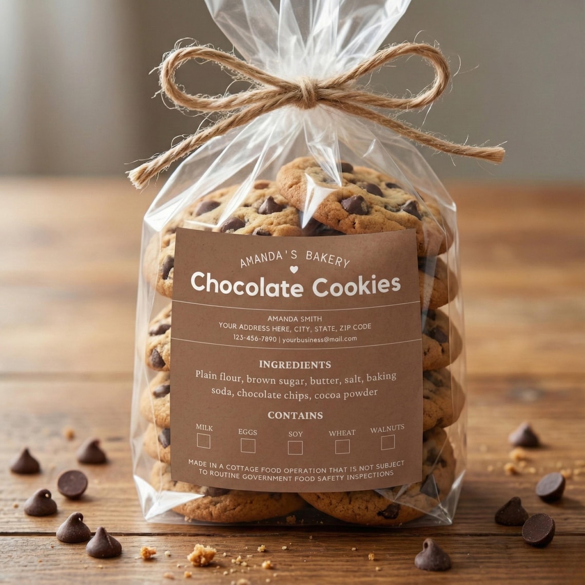 Editable Cottage Food Label Canva Template Bakery Ingredient Sticker ...