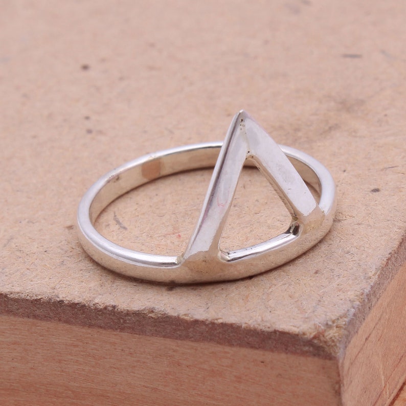 Triangle Ring 925 Sterling Silver Geometric Triangle Ring | Etsy