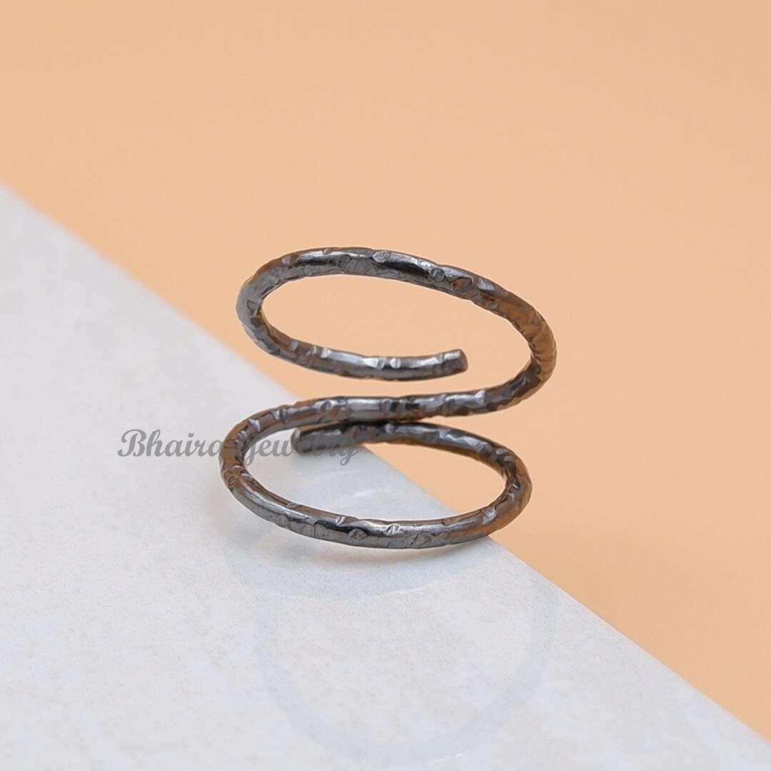 Splint Ring Silver, 925 Sterling Silver Swan Neck Black Rhodium Splint ...