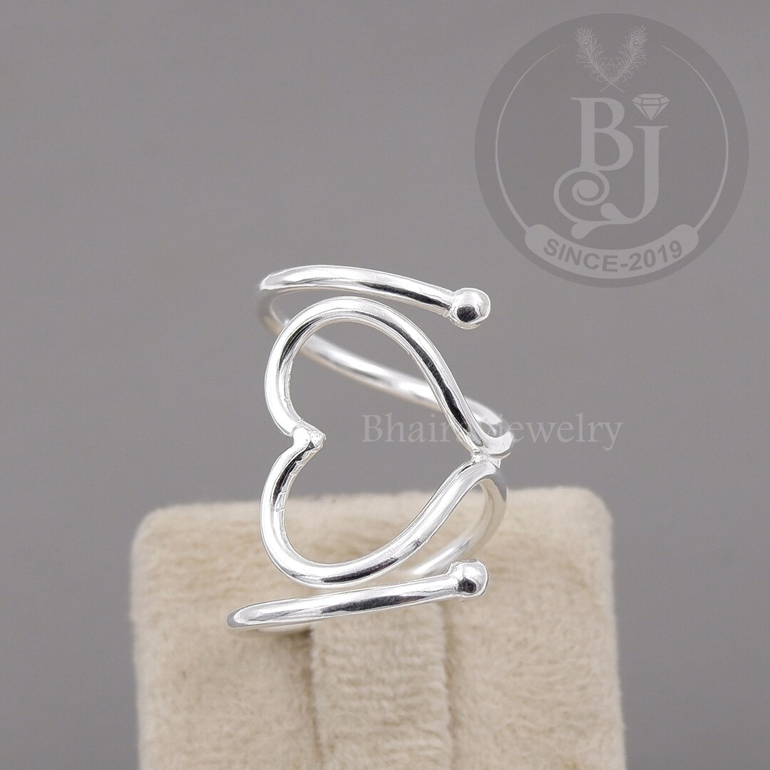 Sterling Silver Heart Swan Splint Ring: Handmade Knuckle Ring - Etsy