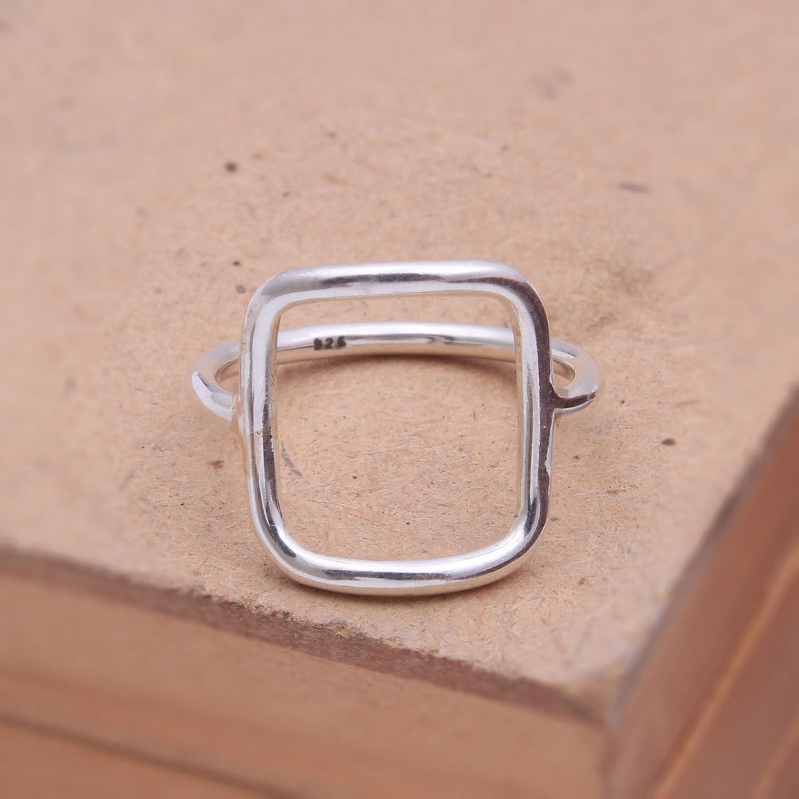Square Ring 925 Sterling Silver Open Square Ring Silver | Etsy