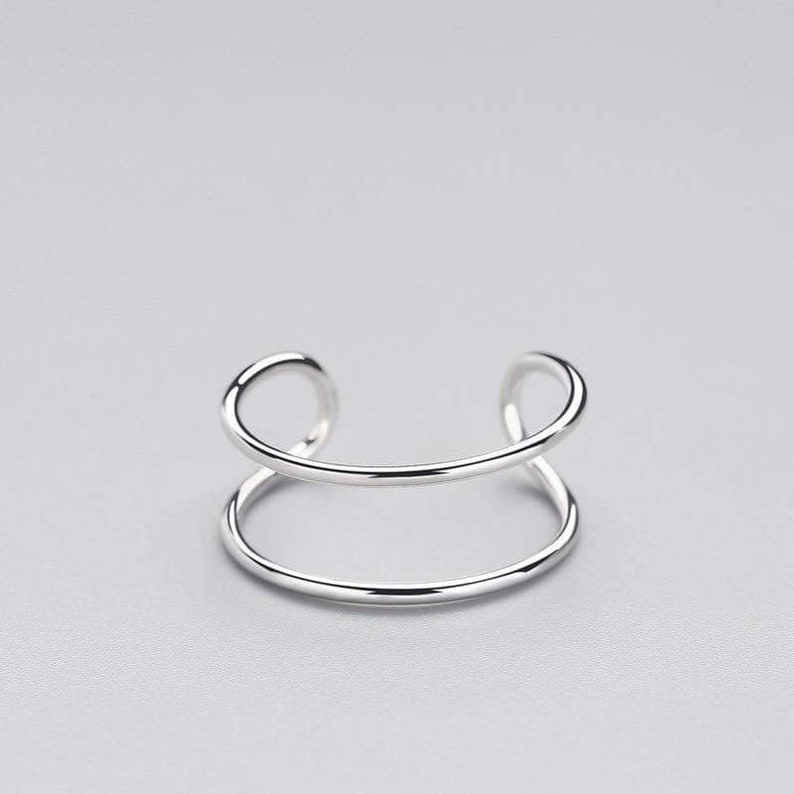 925 Sterling Silver Double Loop Ring Modern Ring Mothers Day - Etsy