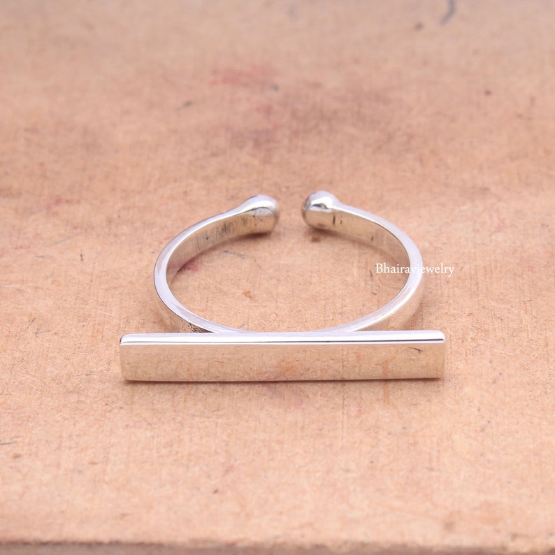 Silver Bar Ring 925 Sterling Silver Simple Bar Ring Flat - Etsy