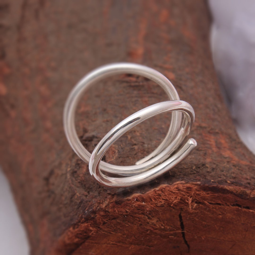 Geometric Ring Silver, 925 Sterling Silver Swan Neck Ring, Splint Ring ...