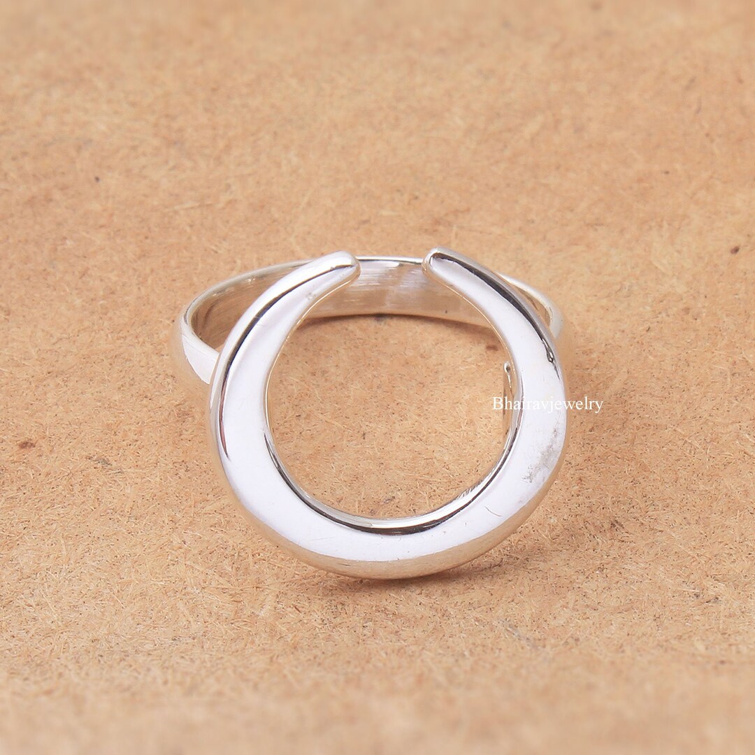 Moon Ring Silver, 925 Sterling Silver Geometric Moon Ring, Sterling ...