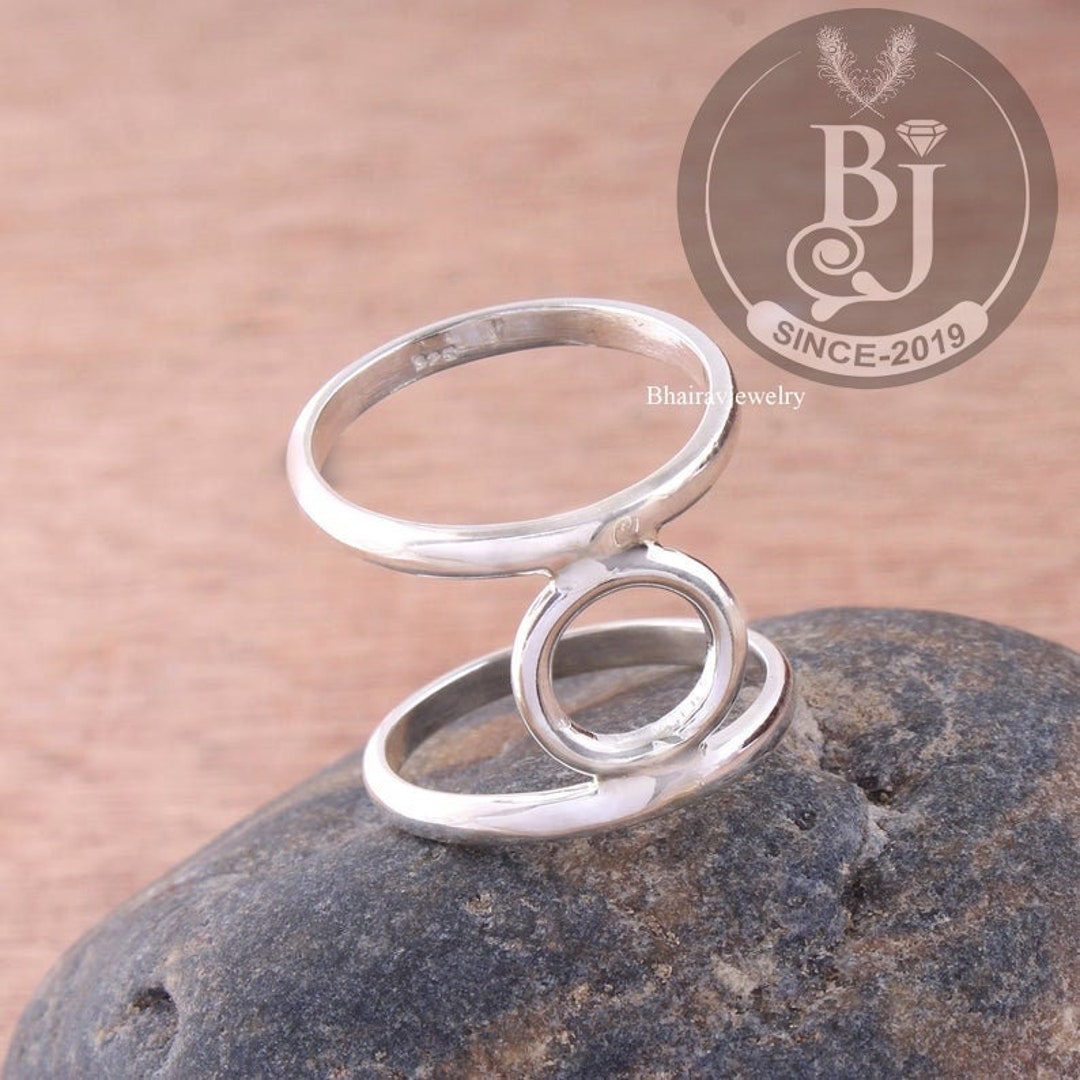 Sterling Silver Splint Ring, 925 Sterling Silver Geometric Dip or Pip ...