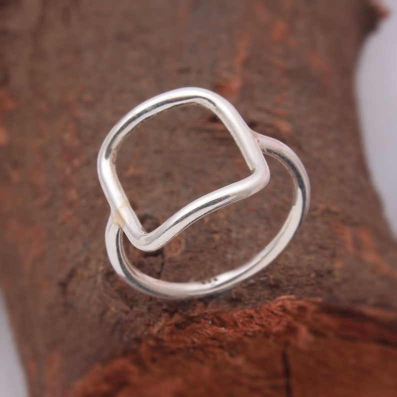 Square Ring 925 Sterling Silver Open Square Ring Silver - Etsy