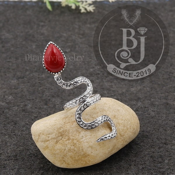 Coral Serpent Ring - Etsy