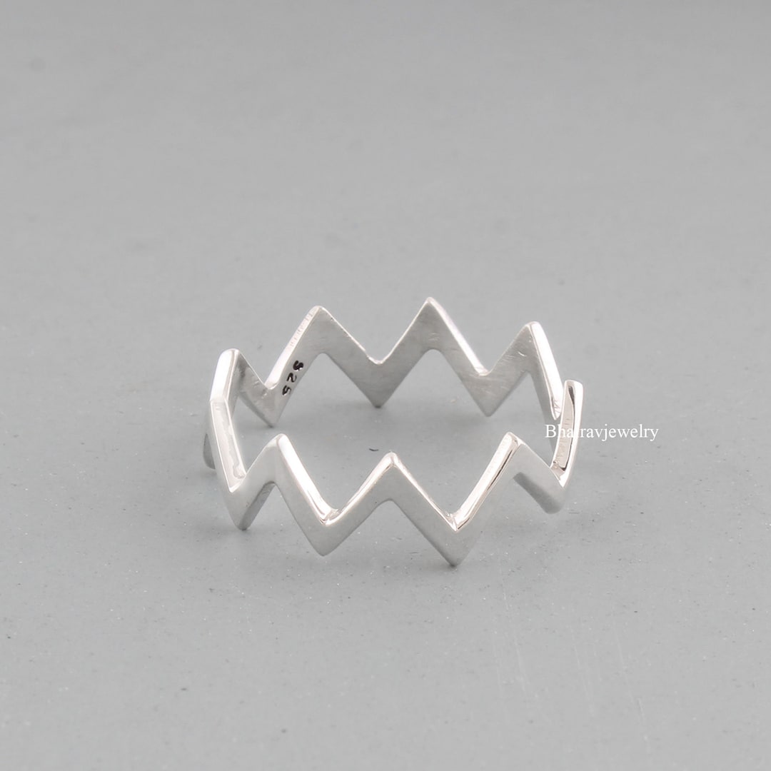 Silver Zigzag Ring, 925 Sterling Silver Zigzag Geometric Ring, Modern ...