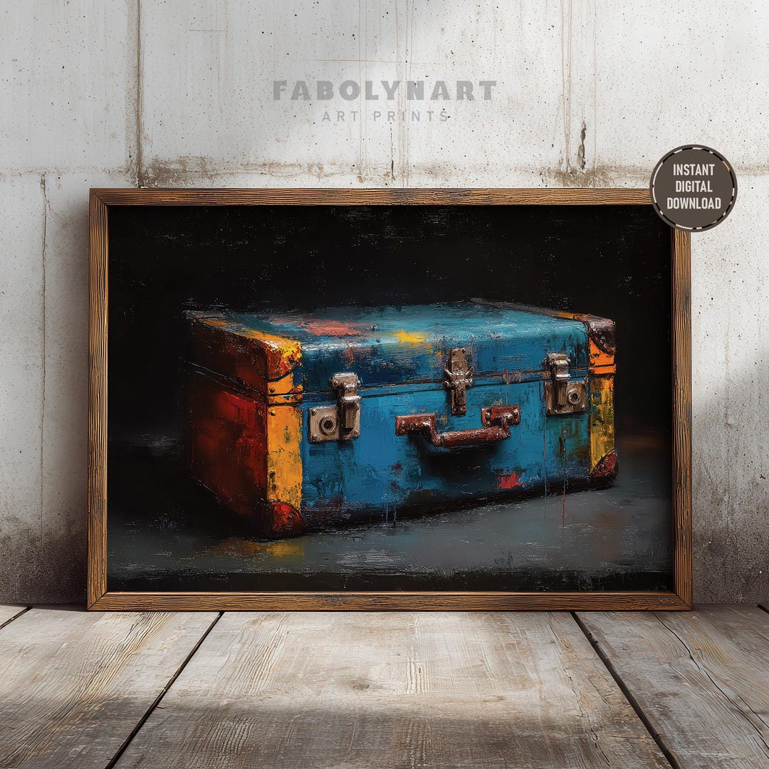 Printable Vintage Suitcase Print, Retro Travel Case Wall Art, Retro ...