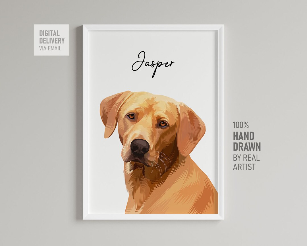 Custom Dog Portrait, Digital Pet Drawing Custom Cat Painting ...
