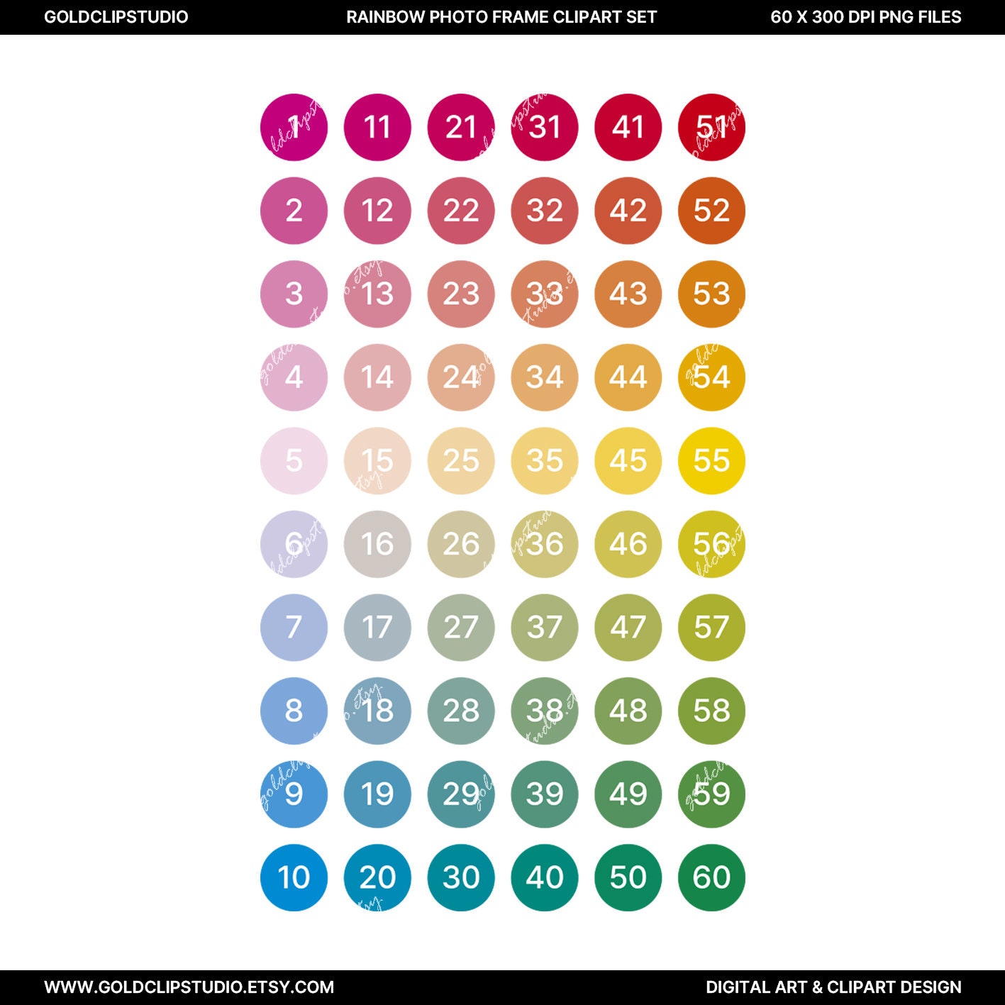 60 Photo Frame Clipart, Rainbow Colors, Assorted Colors of Photo Frames ...