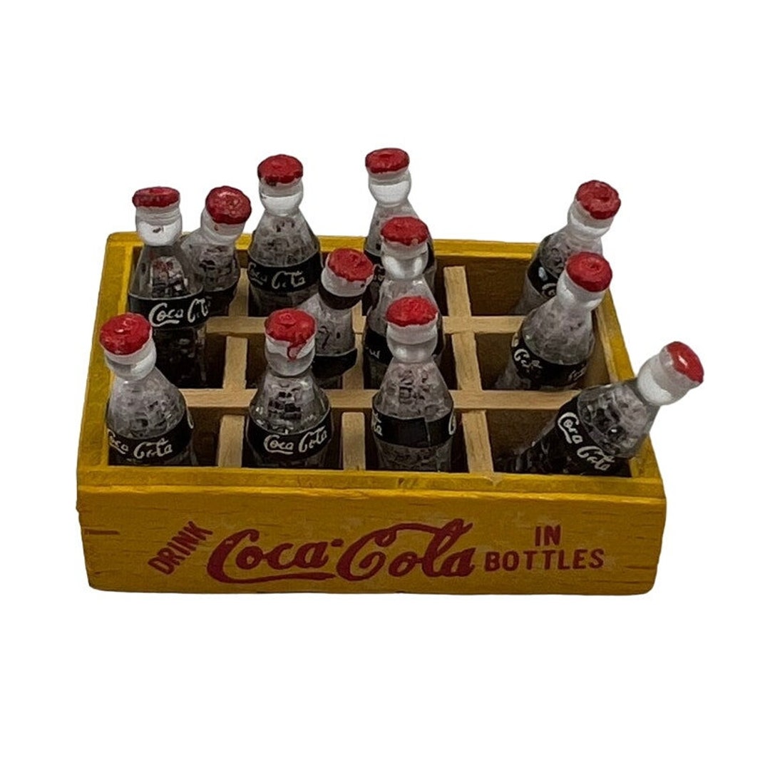 Vintage Mini Dollhouse Coca Cola Fake Decorative Glass Bottles W Wooden ...