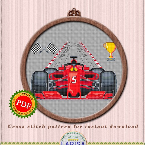 Racing Car Cross Stitch Pattern Modern Art Style Formula 1 | Etsy