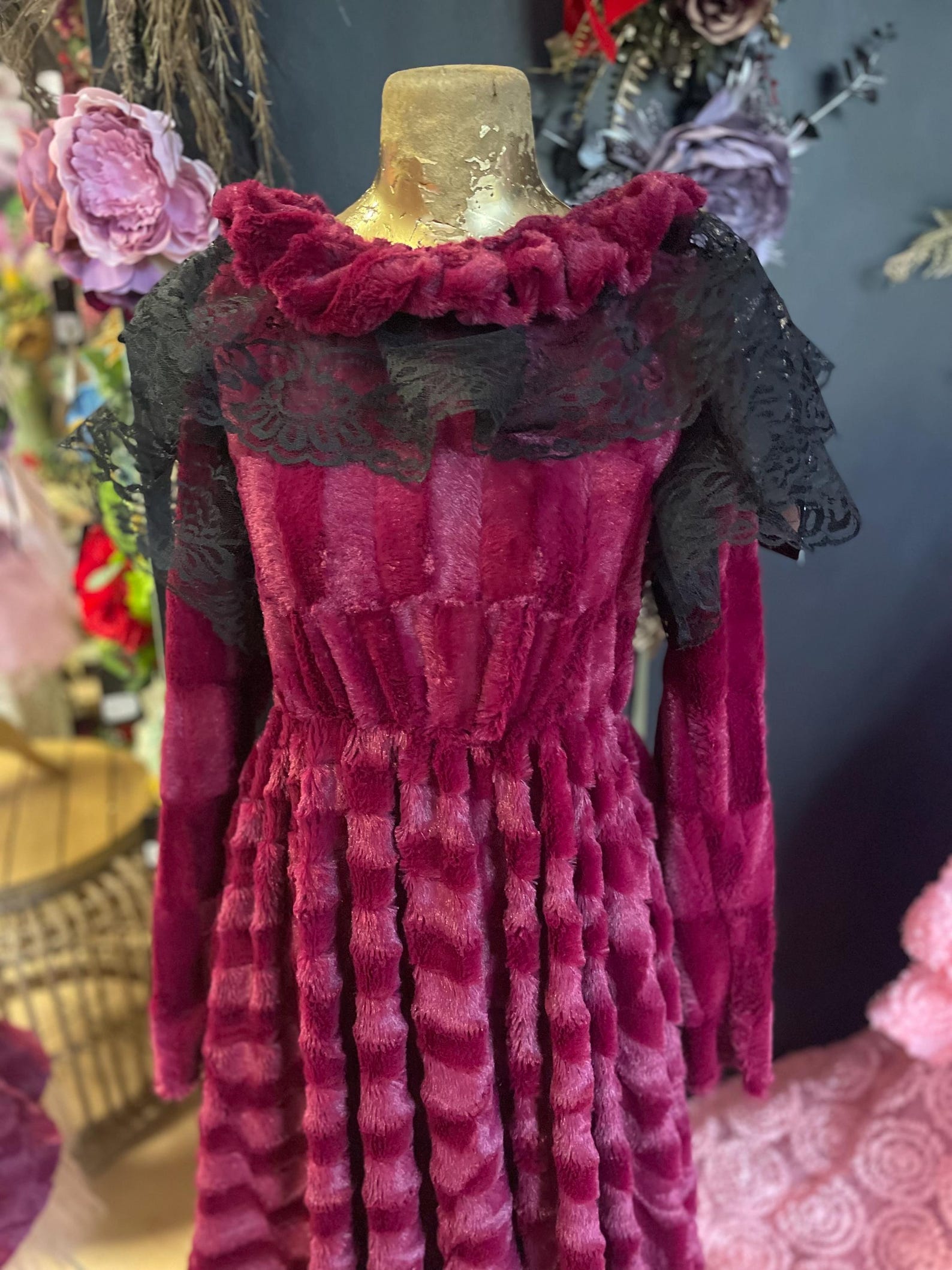 FUR Gown, Heavy Fake Fur Gown One of a King Fit 10-14y With Headpiece ...