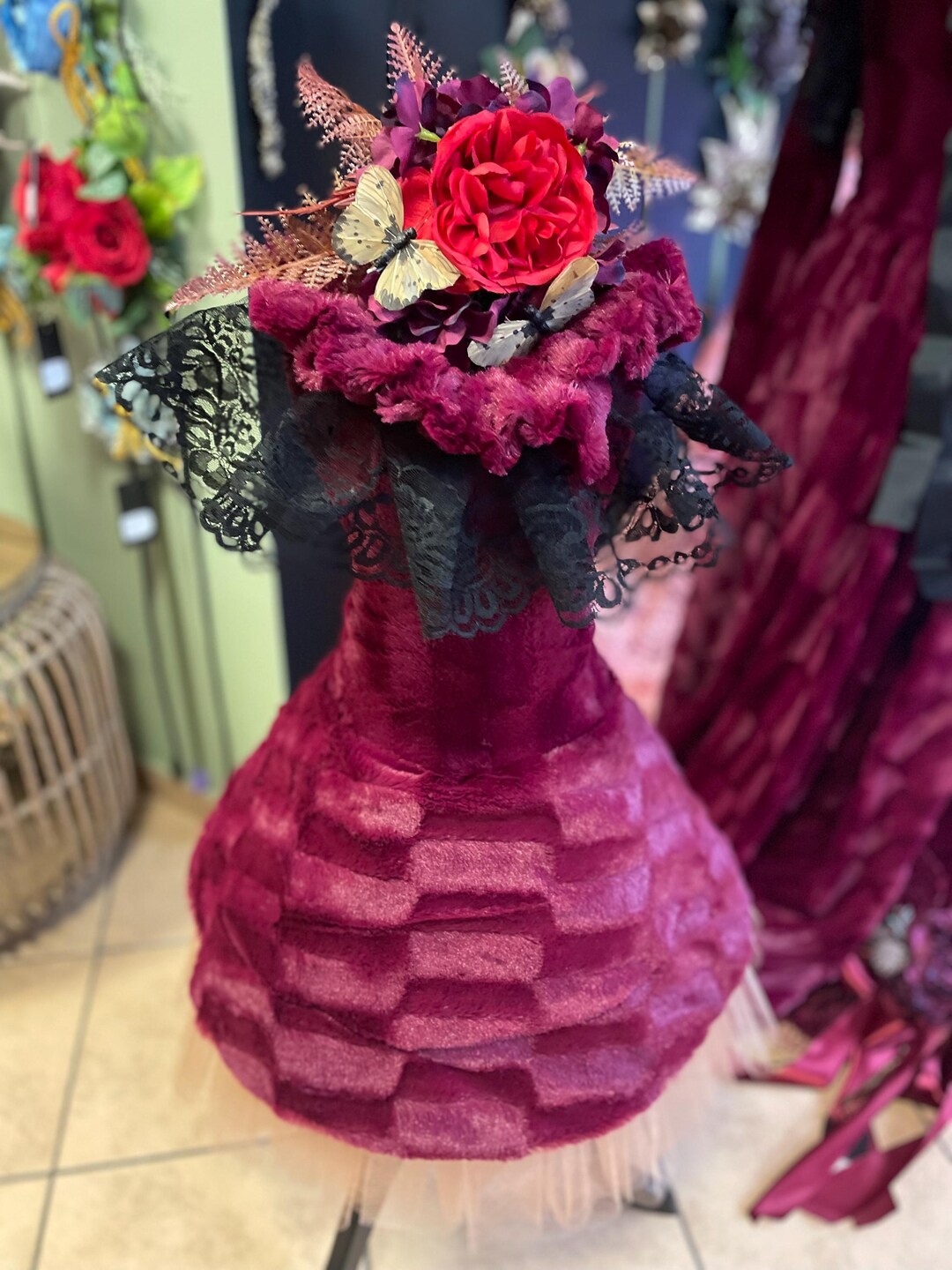 FUR Gown, Fake Fur Gown One of a King 6-9y With Headpiece and Sash ...