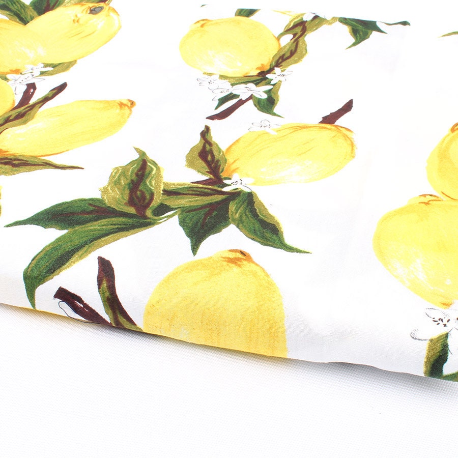 100% Cotton Fabric Lemon Printed Poplin for Women Children - Etsy