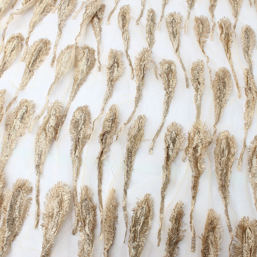 1 Yard Translucent Tulle Mesh Fabric Feathers Appliqued for - Etsy