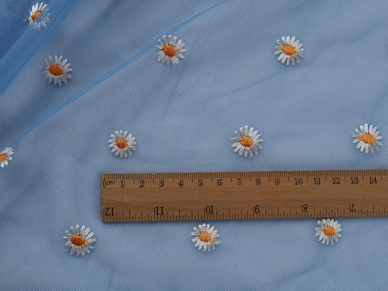 Small Daisy Mesh Fabric Flowers Embroidered Netting Cloth for | Etsy