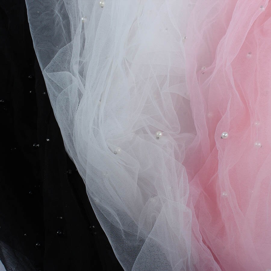 1 Yard Pearl Yarn Mesh Bead Net Fabric for Wedding Dress Cloth | Etsy